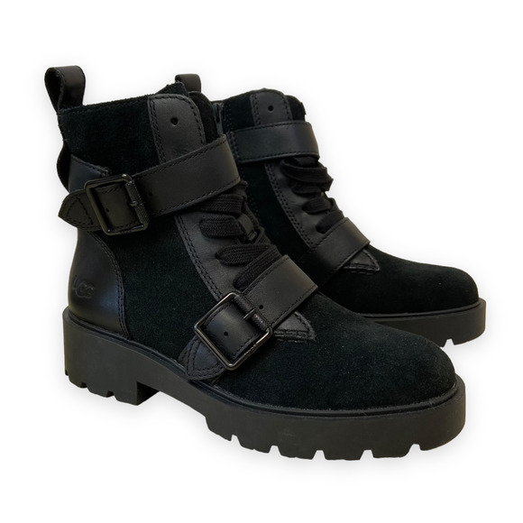 UGG | Shoes | Ugg Zorrah Boot Black Leather Water Repellent Laceup ...